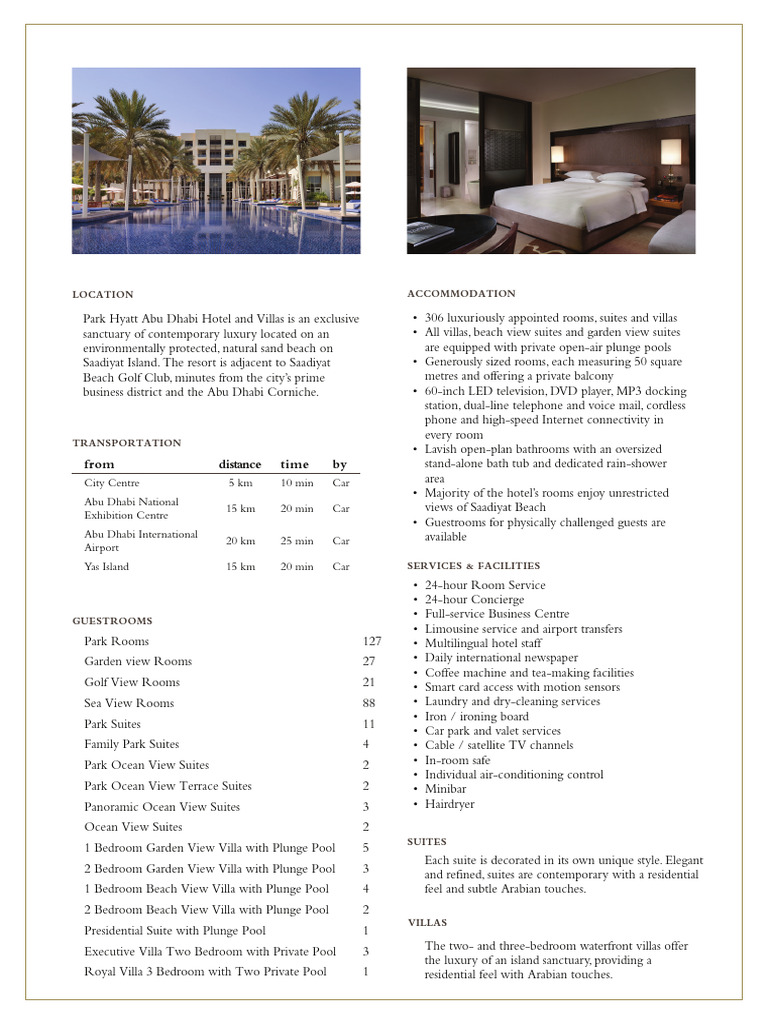 Park-Hyatt-Abu-Dhabi-Fact-Sheet-English (1) | PDF | Hotel