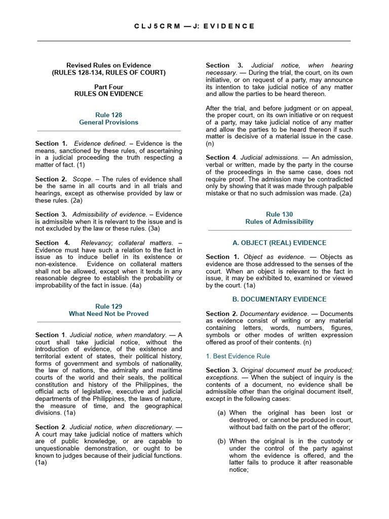 CLJV Evidence | PDF | Evidence (Law) | Witness