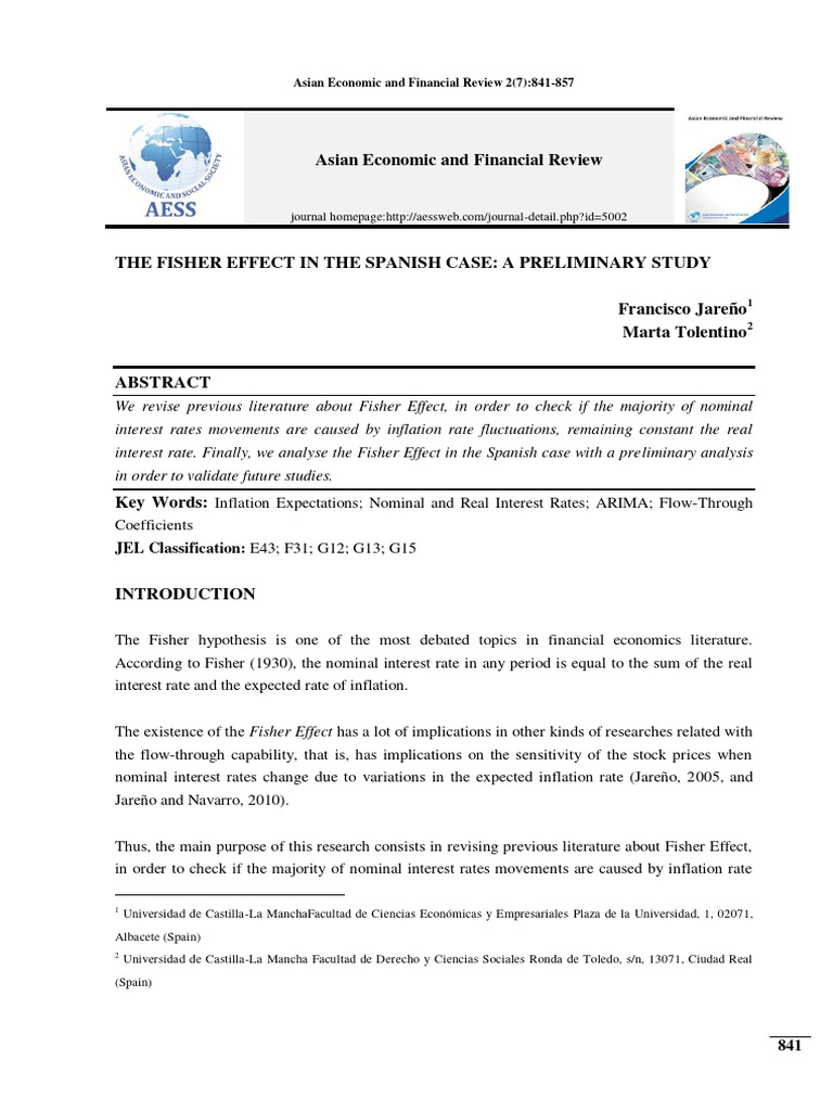 3 The Fisher Effect in The Spanish Case - A Preliminary Study | PDF