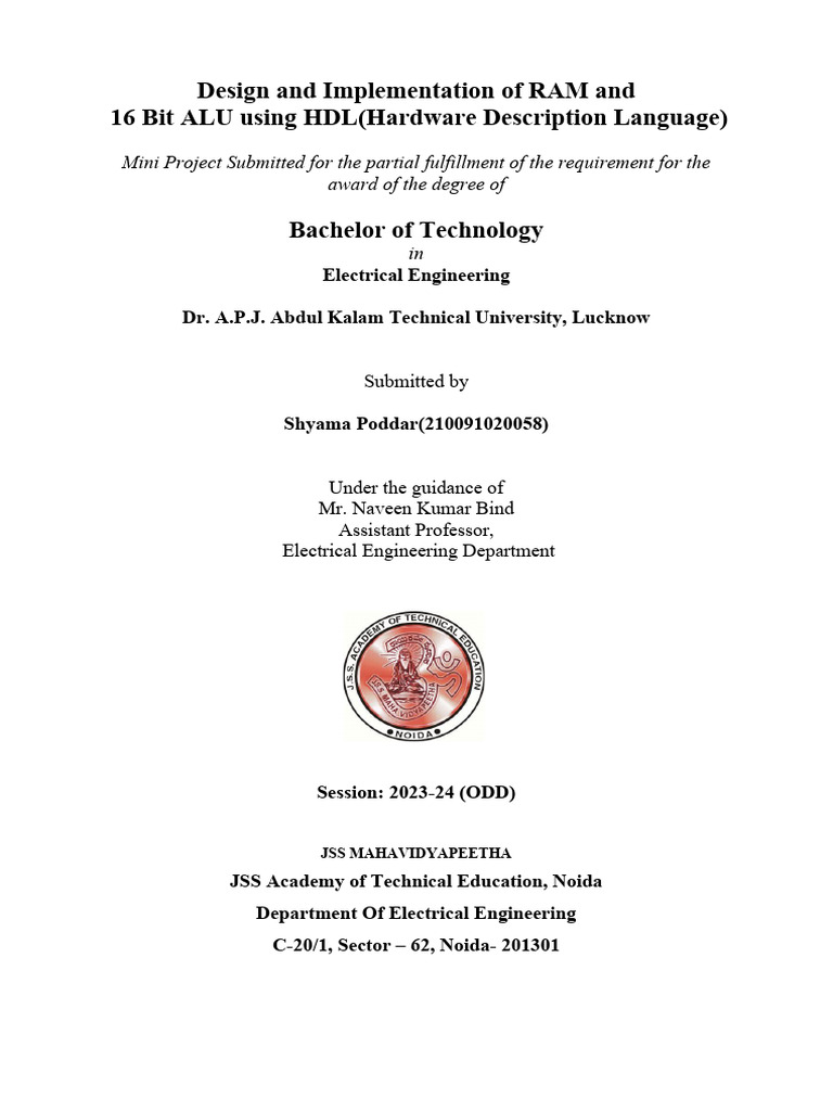 Format of Mini Project Report | PDF | Logic Gate | Random Access Memory