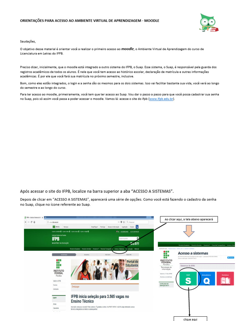 Tutorial para Acesso Ao Ambiente Virtual de Aprendizagem | PDF | Senha ...