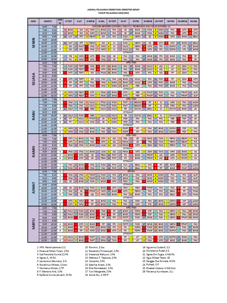 Jadwal Mengajar 2024 (Genap) | PDF