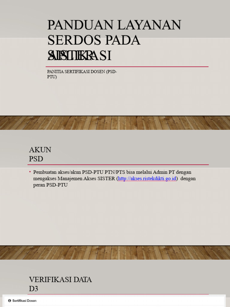 Panduan Layanan Serdos Pada Aplikasi SISTER-psd-ptu | PDF