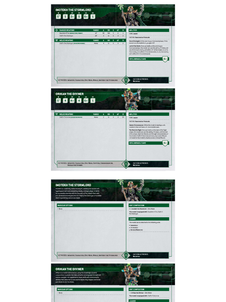 Necrons - Datacards | PDF