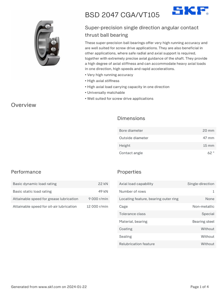 SKF BSD 2047 CGA - VT105 Specification | PDF | License