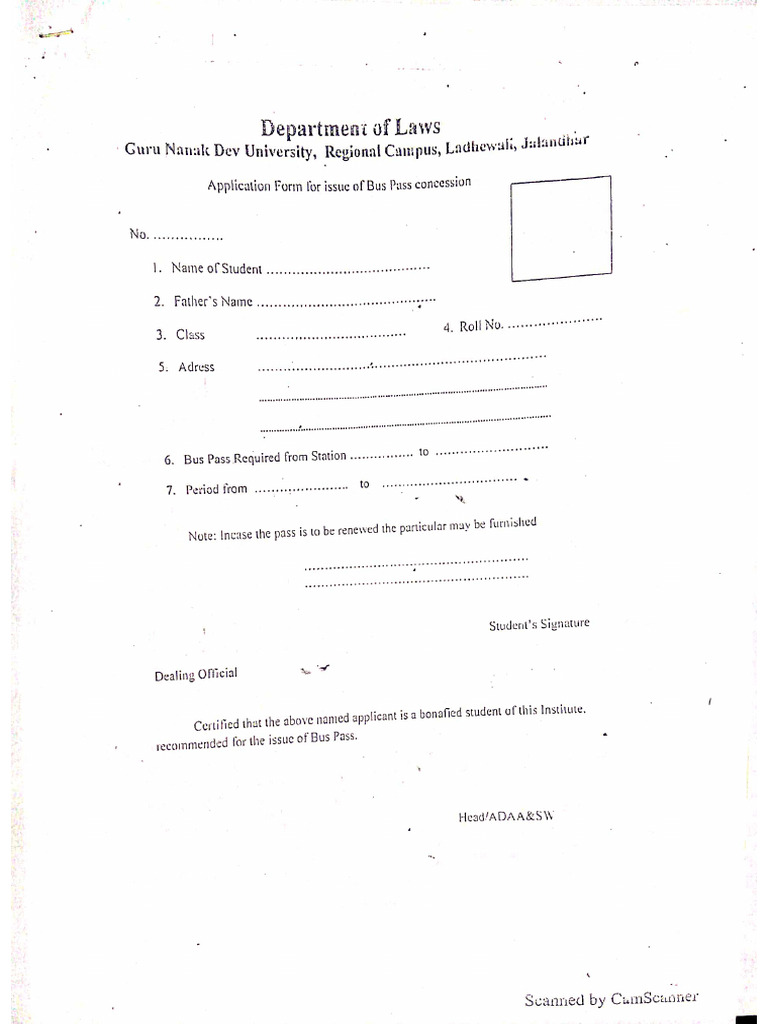 Bus Pass Format | PDF