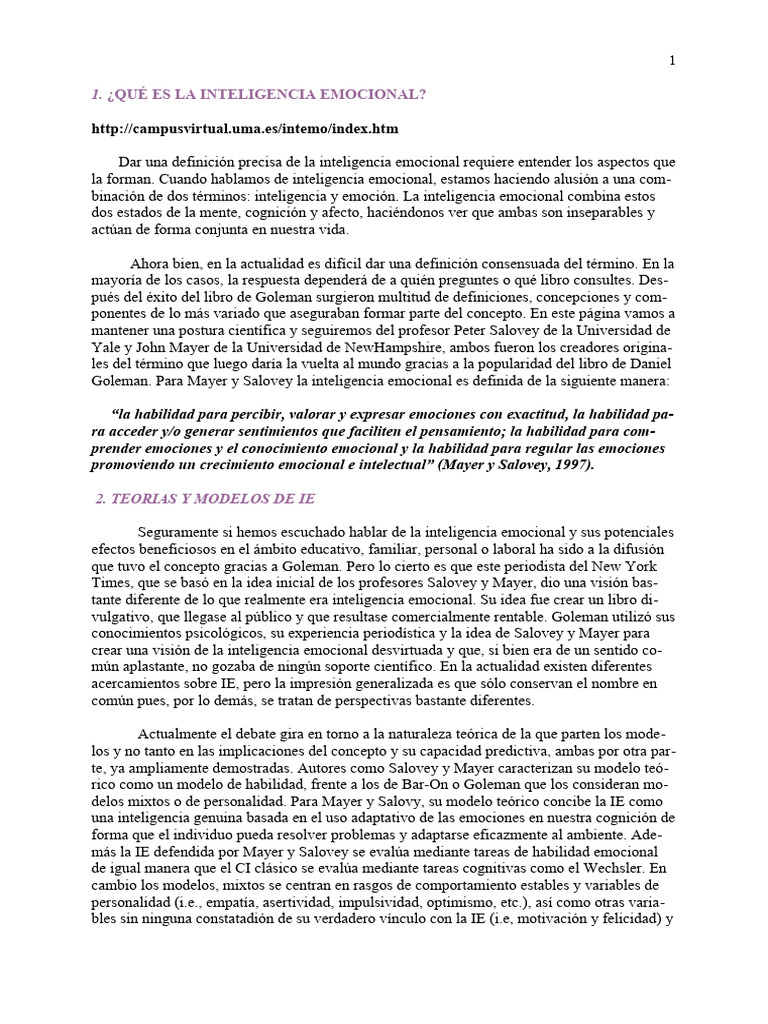 Inteligencia Emocional: Definición y Componentes | PDF | Las emociones ...