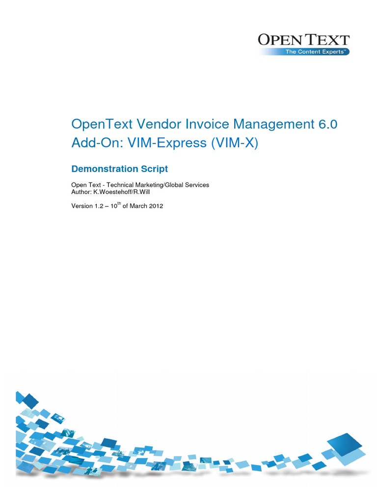 OpenText Vendor Invoice Management 6.0 - Demo Script - VIM-X | PDF | Invoice | Information ...