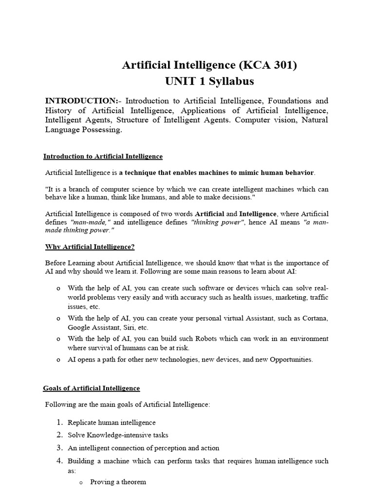 AI Unit1 Notes | PDF