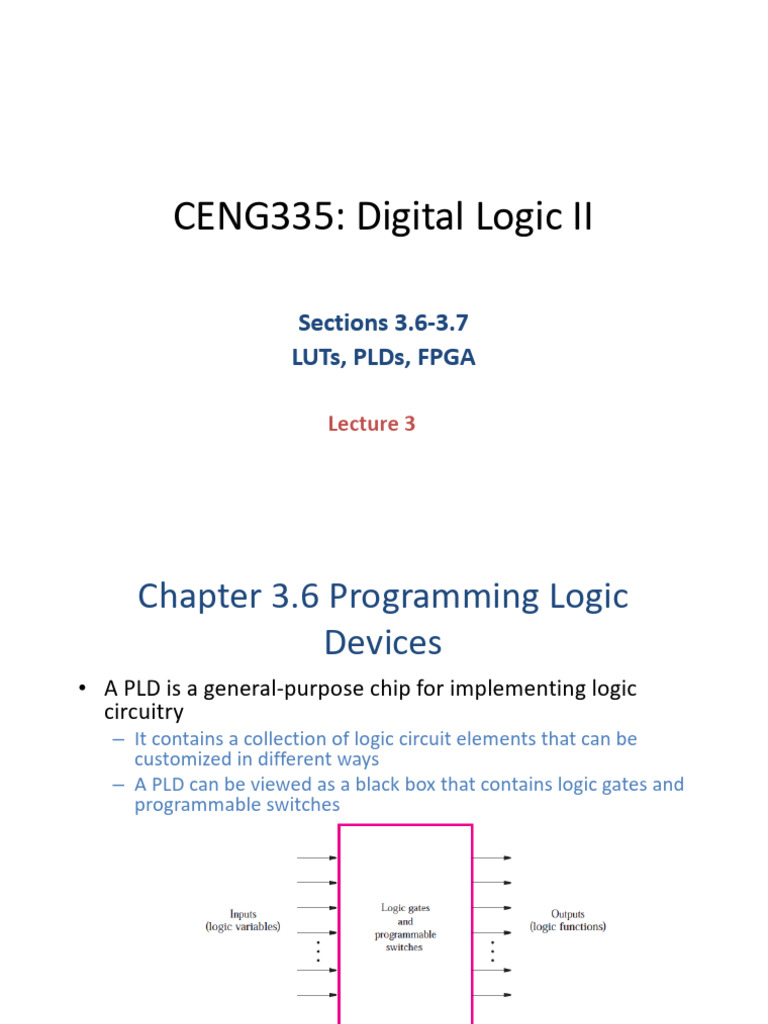 Lecture 2-PLDs - FPGA-Ch3 - v3 | PDF | Field Programmable Gate Array | Logic Gate