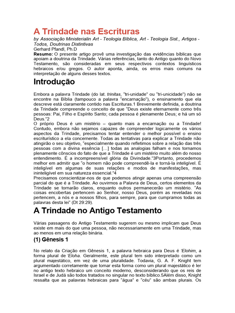 A Trindade Nas Escrituras | PDF | Trindade | Logos (cristianismo)