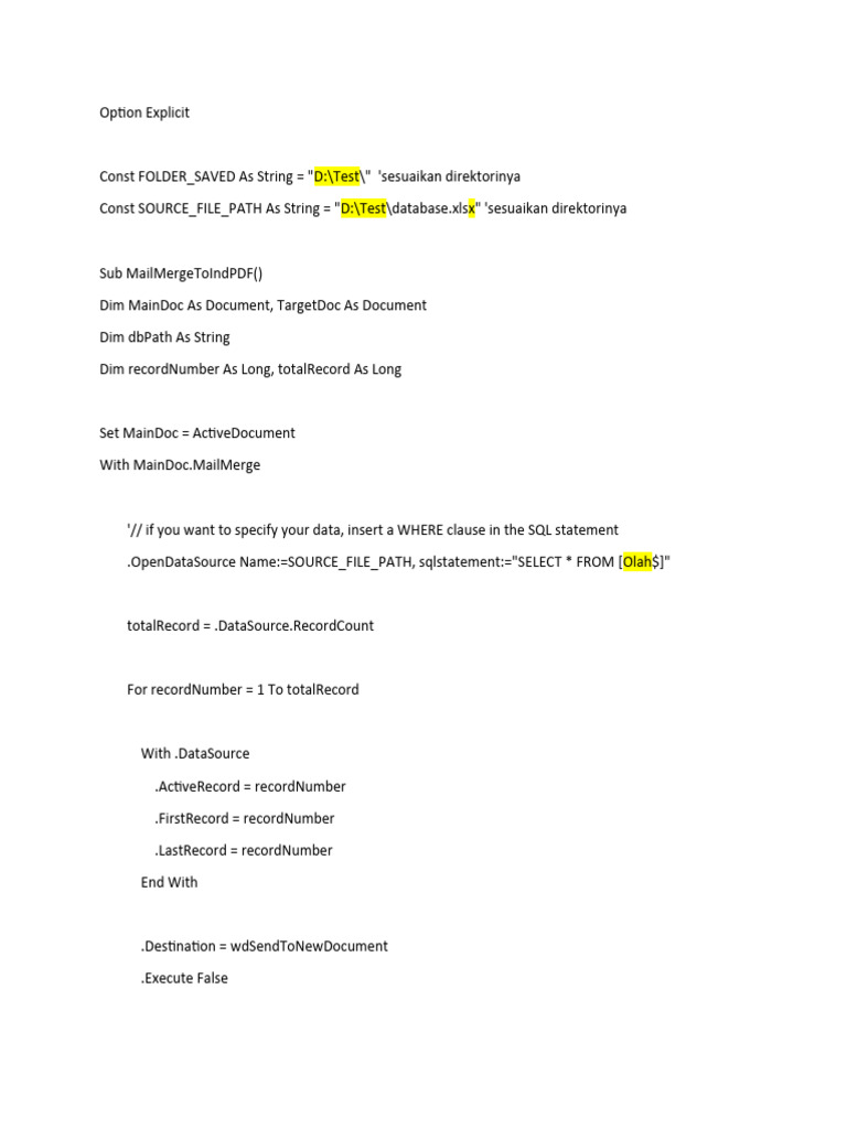 Contoh Script VBA | PDF | Teaching Methods & Materials | Computers