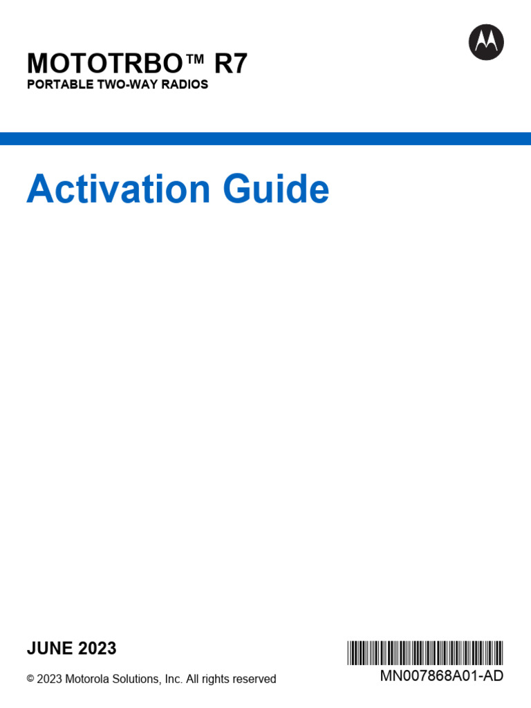 MN007868A01-AD Multilingual MOTOTRBO R7 Portable Two Way Radios Activation Guide | PDF ...