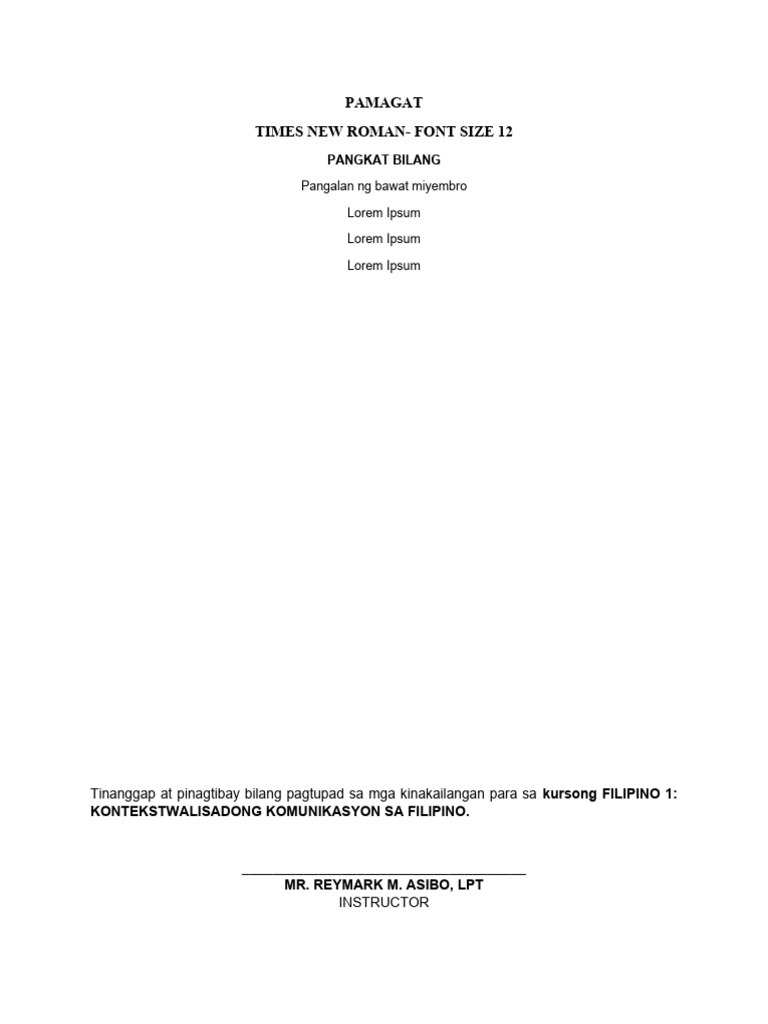 Format. Reaction Paper | PDF