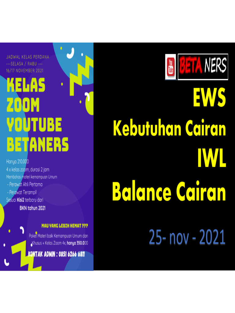 Kelas Zoom 4 - Materi EWS, IWL, Kebutuhan Cairan Luka Bakar Dan Balance Cairan | PDF