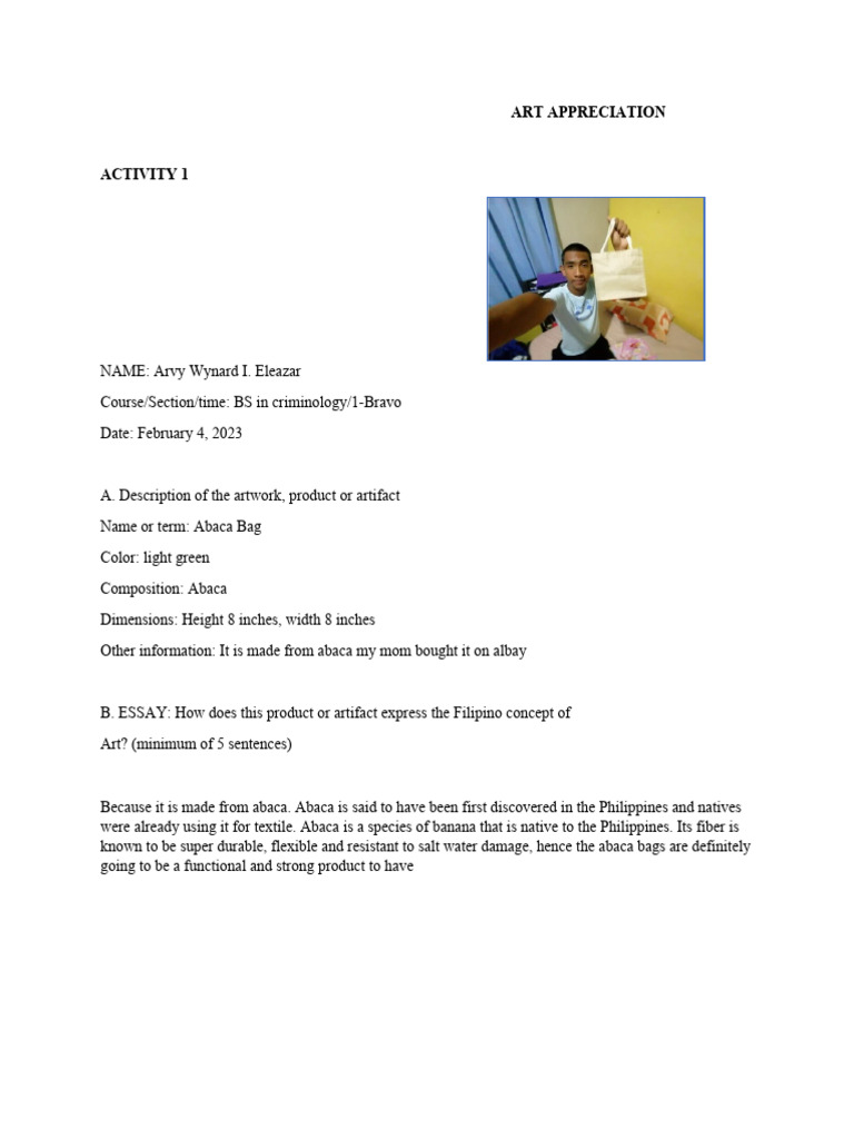 ART APPRECIATION Module 1 Activity 1 | PDF