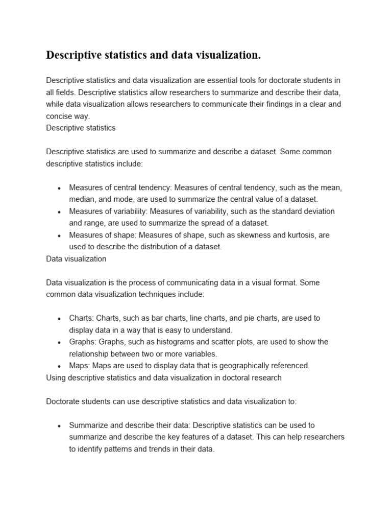 Descriptive Statistics in Doctoral Research | PDF | Descriptive ...