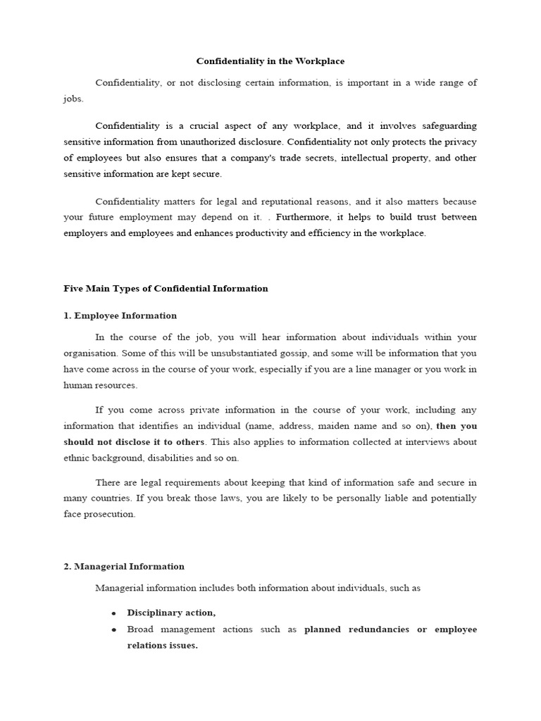 Workplace Confidentiality Essentials | PDF | Confidentiality | Trade Secret