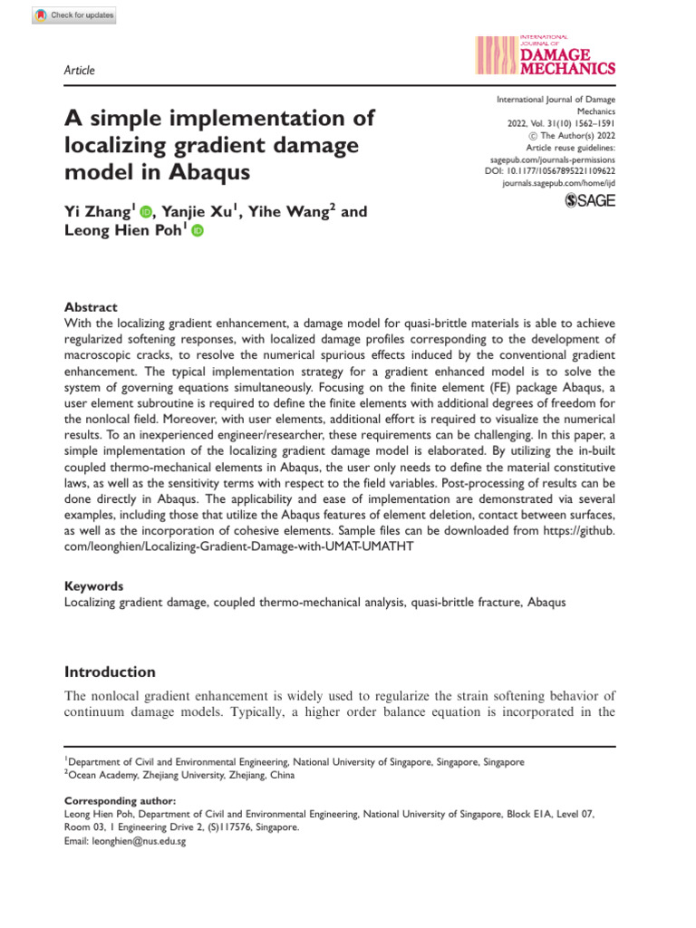 Simple Localizing Damage Model in Abaqus | PDF | Fracture | Stress ...