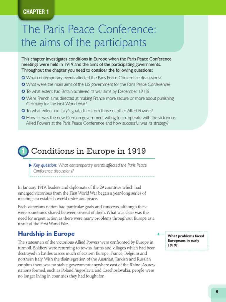 Aims of the Paris Peace Conference | PDF | World War I | Europe