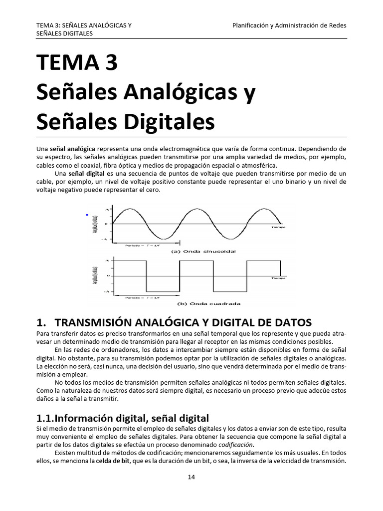 Señales: Analógicas vs Digitales | PDF | Cable coaxial | Modulación