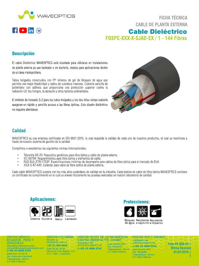 Fospc XXX X Sjad Ex | PDF | Fibra óptica | Ingenieria Eléctrica