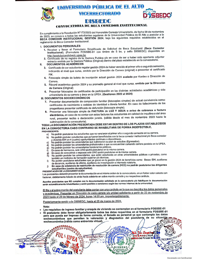 Beca Comedor 2024 | PDF