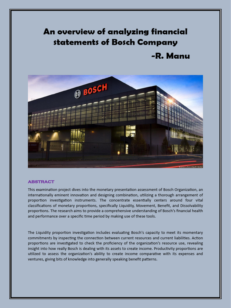 An overview of analyzing financial statements of Bosch Company | PDF ...