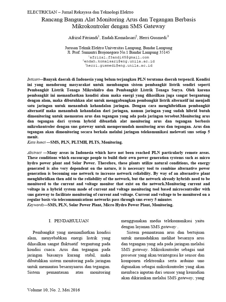 Rancang Bangun Alat Monitoring Arus Dan Pdf Sains And Matematika