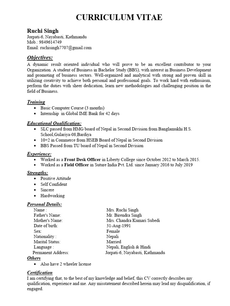 Ruchi Singh CV | PDF