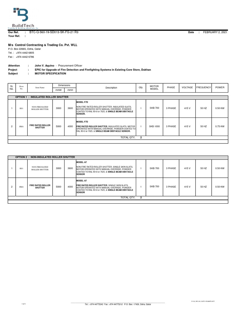 Motor Specification | PDF | Equipment | Electromagnetism