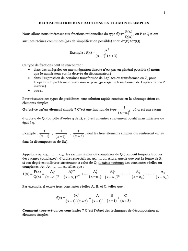 Décomposition en Élément Simple Tena Tsotra | PDF