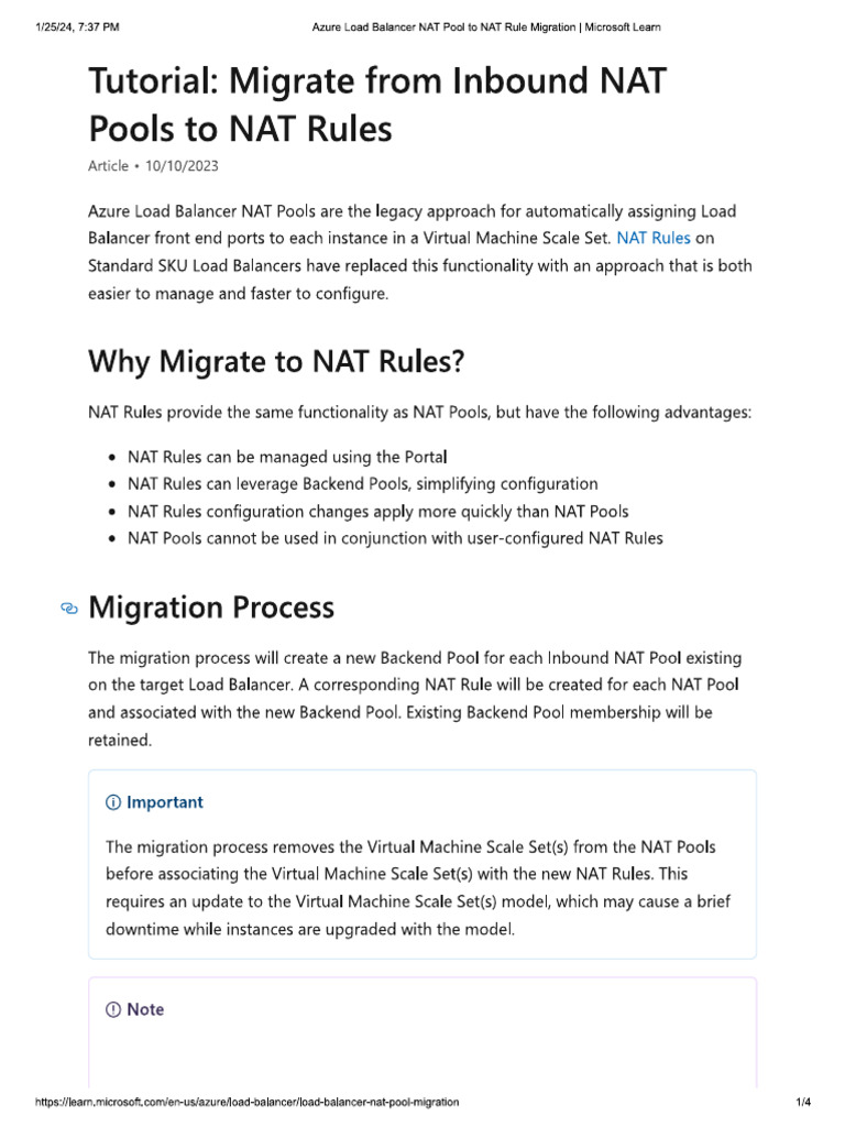Migrate From Inbound NAT Pools To NAT Rules | PDF