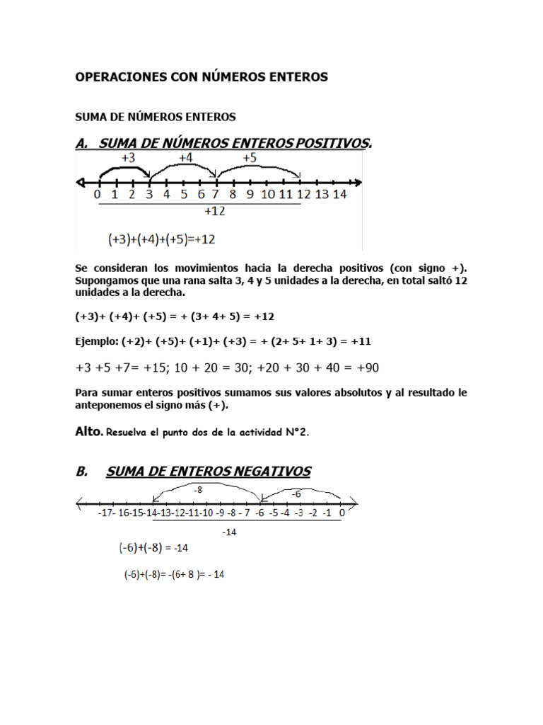 Actividad # 2 Guía Primer Periodo 7 Operaciones Con Números Enteros ...