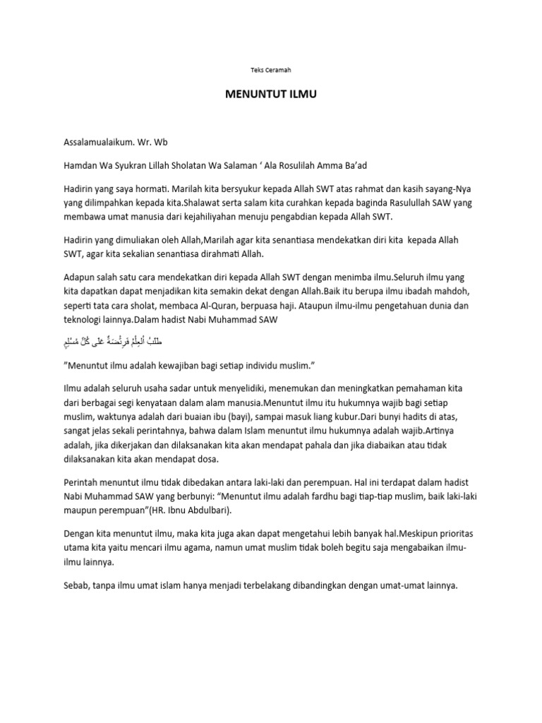 Teks Tabligh: Pentingnya Menuntut Ilmu | PDF | Agama & Spiritualitas