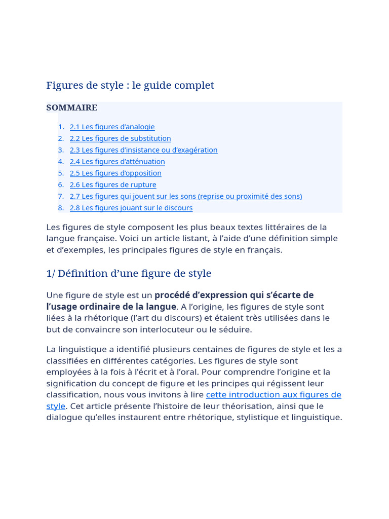 Guide complet des figures de style | PDF | Métaphore | Techniques de ...