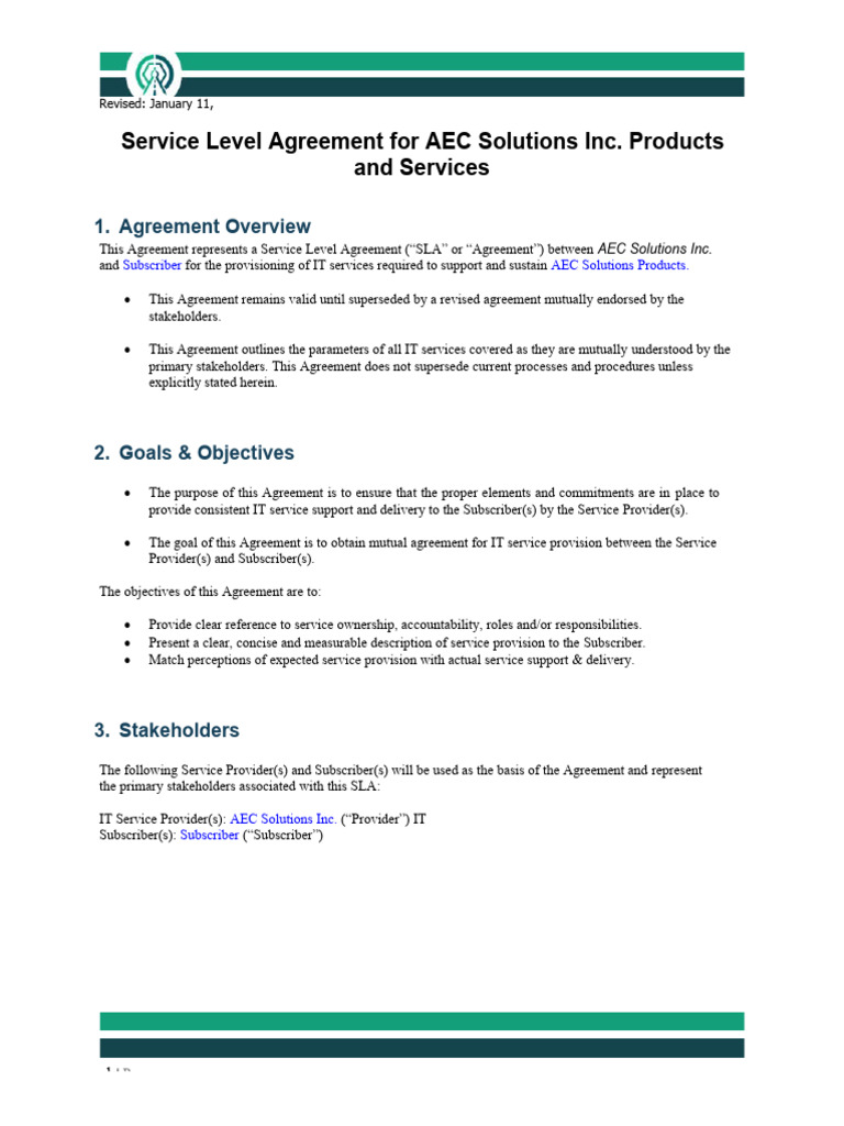 Builterra Service Level Agreement v2020 | PDF | Service Level Agreement ...