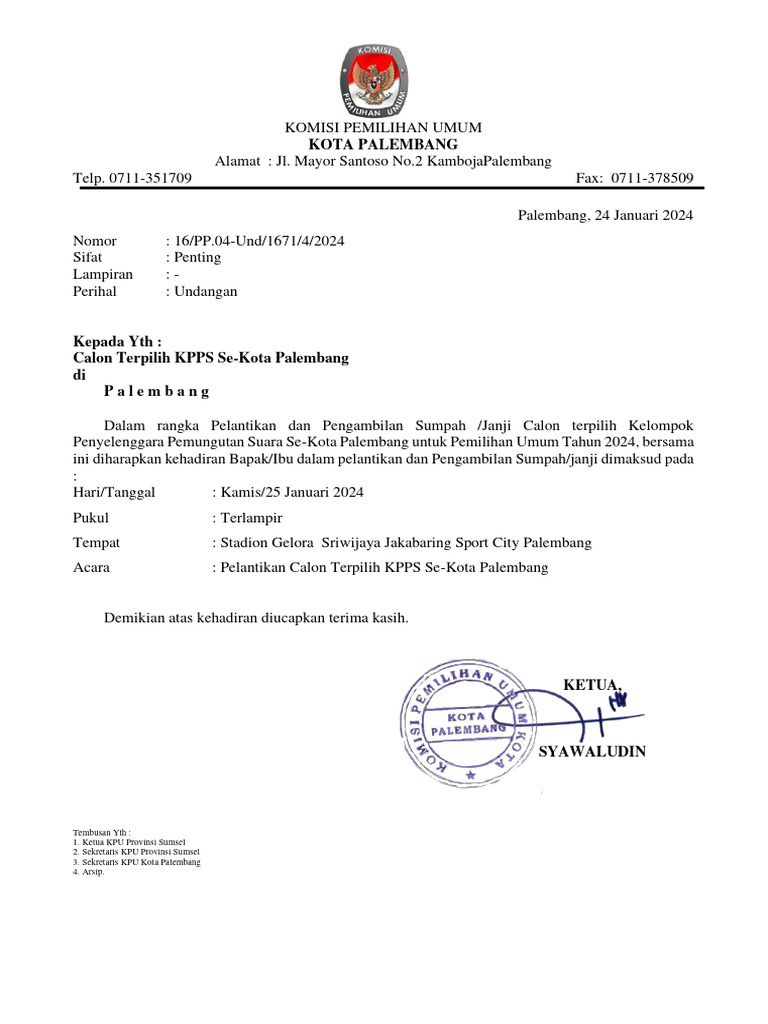 UNDANGAN KPPS UNTUK CALON TERPILIH KPPS (SDH TTD CAP) | PDF