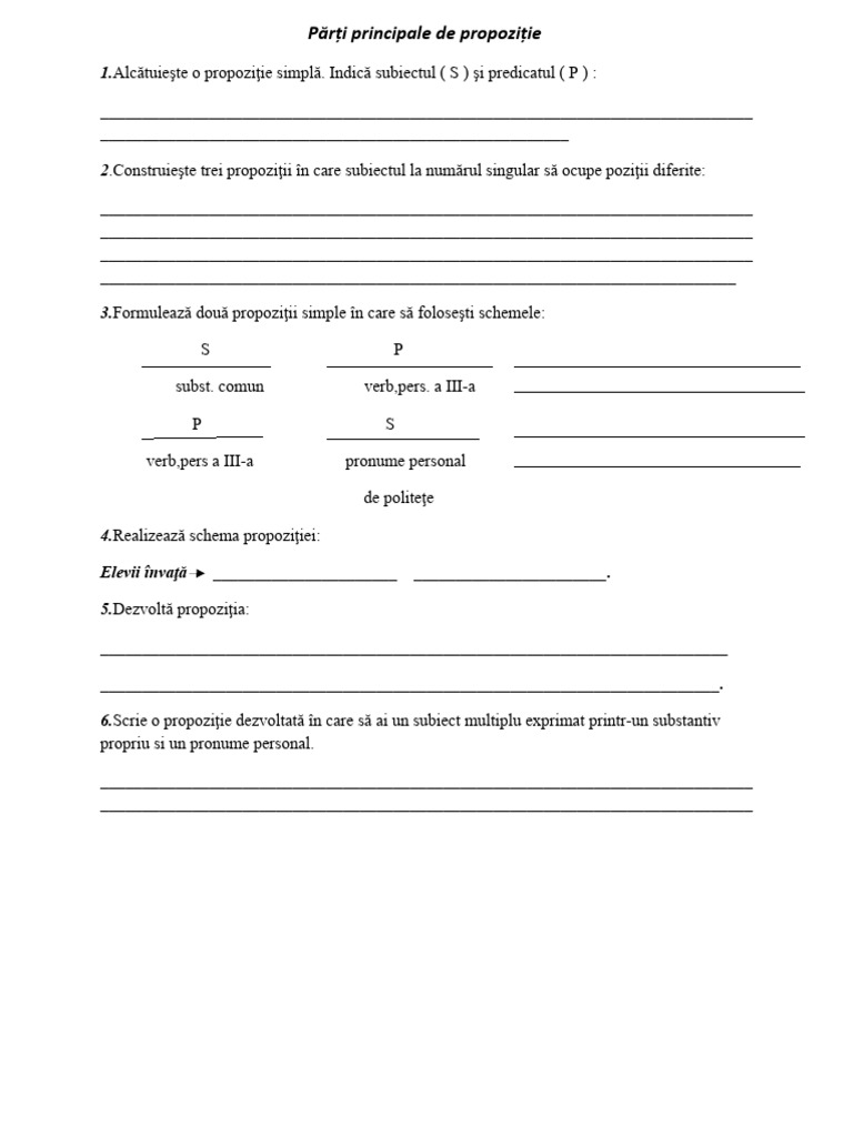 Parti Principale de Propozitie | PDF