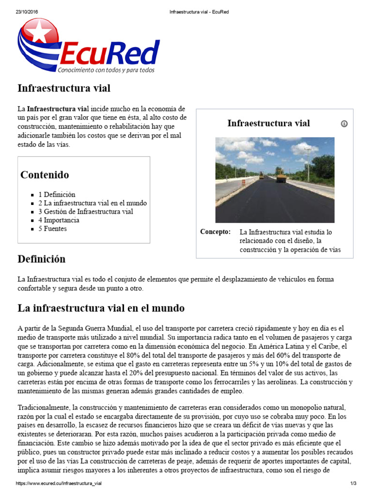 Infraestructura Vial - EcuRed | PDF