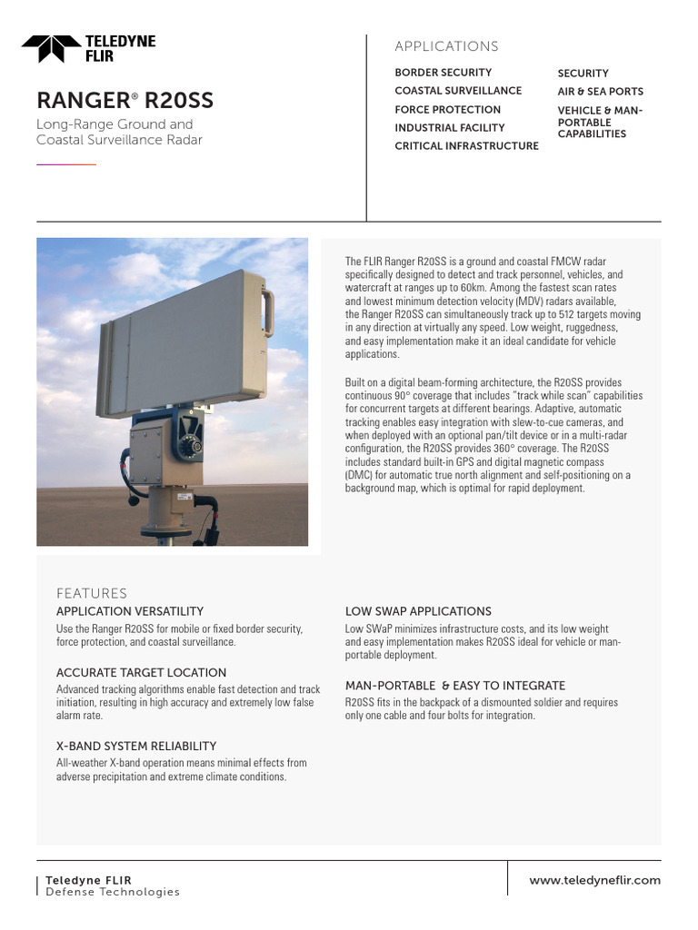 Ranger R20SS Datasheet A4 | PDF | Radar | Surveillance