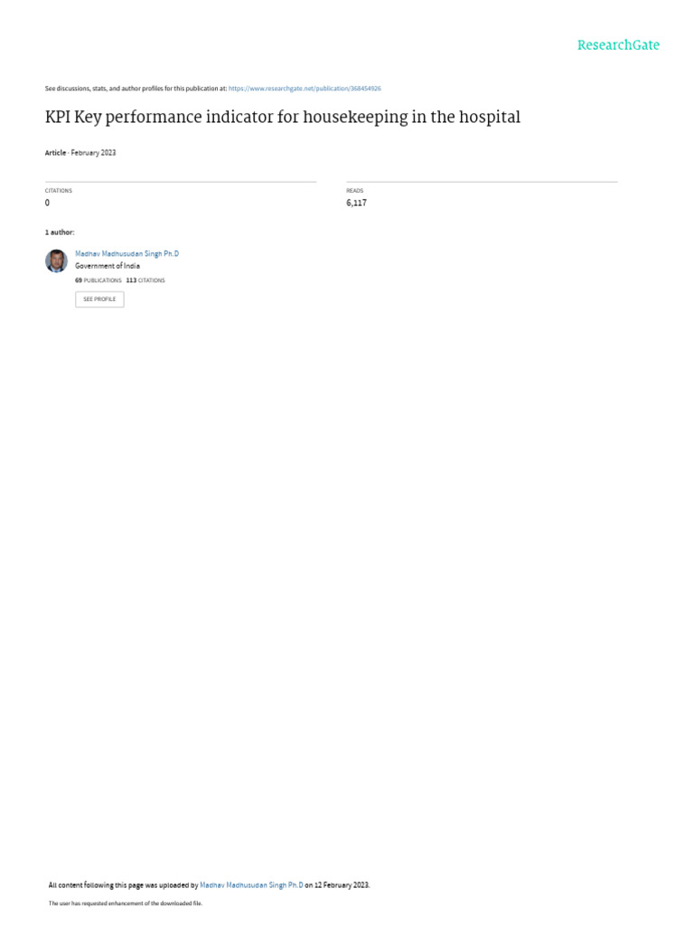 KPI Key Performance Indicator For Housekeeping in The Hospital | PDF ...