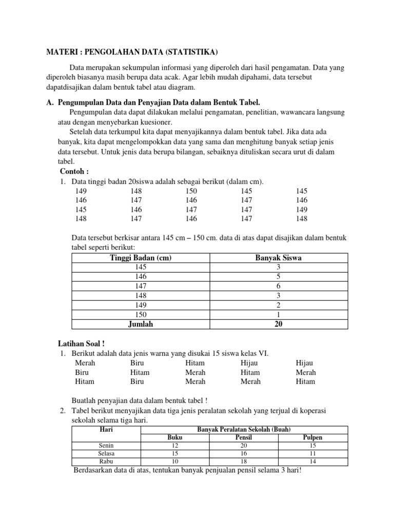 Pengolahan Data Dalam Bentuk Tabel | PDF