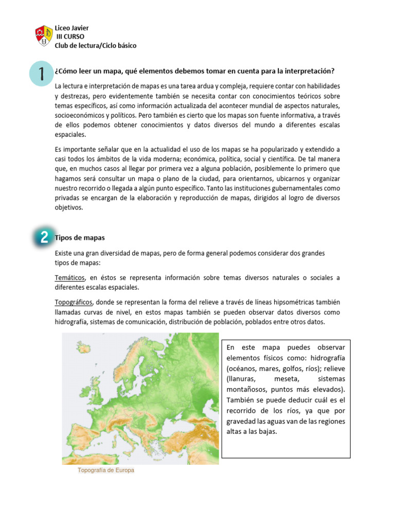 Contenido Lectura e Interpretación de Mapas | PDF | Mapa | Cartografía