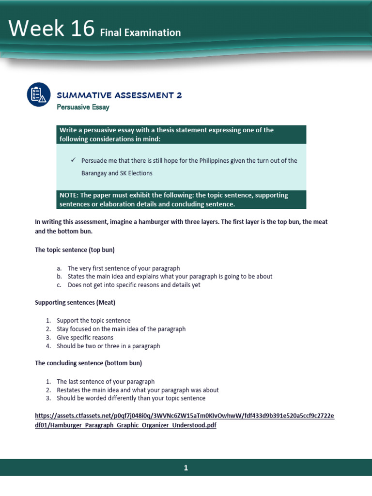 Week 16 Final Examination | PDF | Clothing | Paragraph