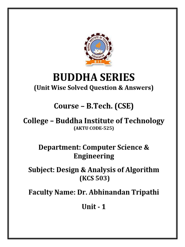 DAA-Complete Buddha Series Unit-1 to 5 | PDF | Time Complexity | Algorithms DAA-Complete Buddha Series Unit-1 to 5 | PDF | Time Complexity | Algorithms