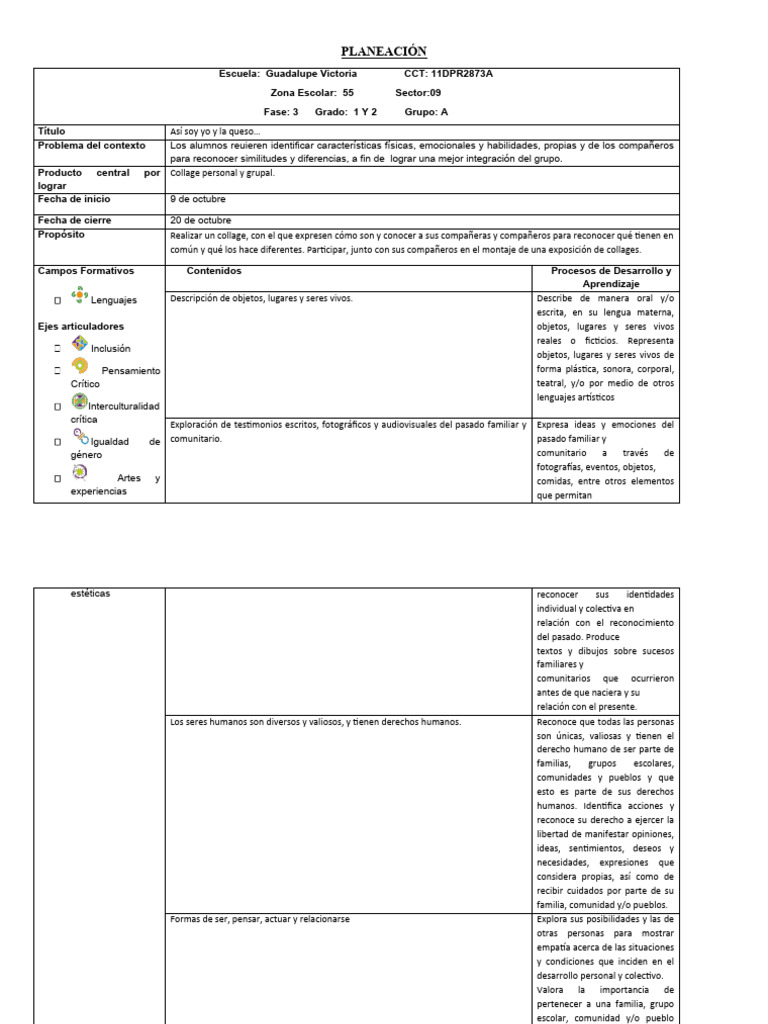 Planeacion Multigrado Nueva Escuela Mexicana | PDF | Salón de clases ...