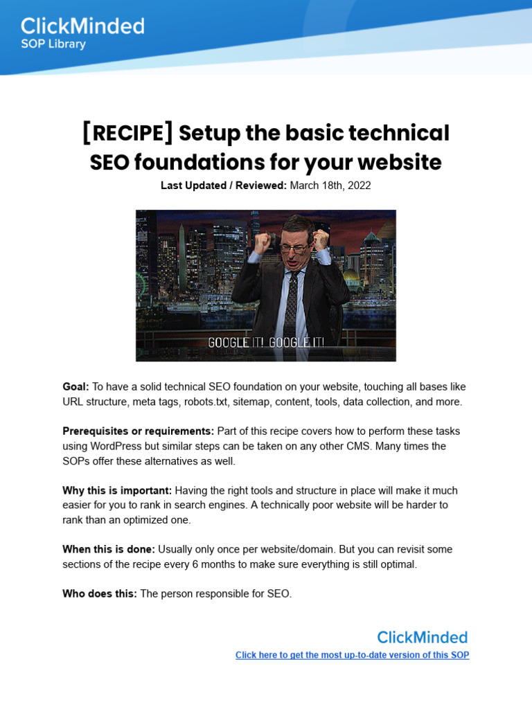 R012 - Setup the basic SEO technical foundations for your website | PDF