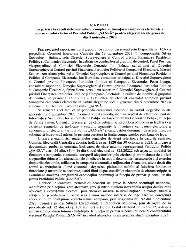 Raport Control Complex Sansa CEC | PDF