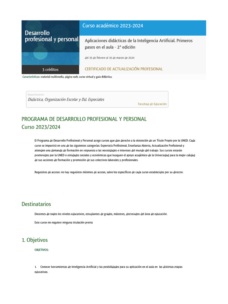Aplicaciones Didácticas de La Inteligencia Artificial. Primeros Pasos ... Aplicaciones Didácticas de La Inteligencia Artificial. Primeros Pasos ...